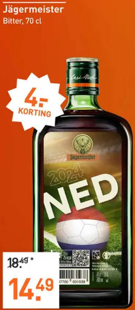 Jägermeister Bitter, 70 cl aanbieding bij Gall & Gall