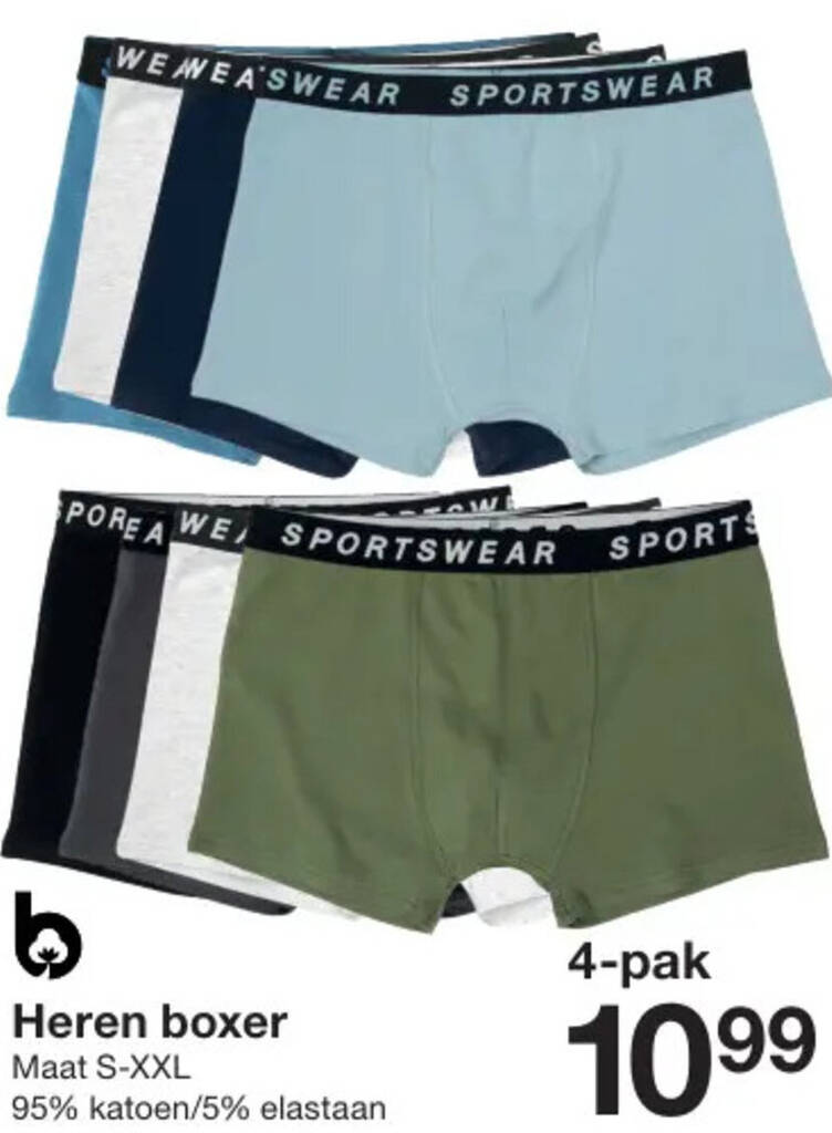 Heren boxer 4-pak aanbieding bij Zeeman