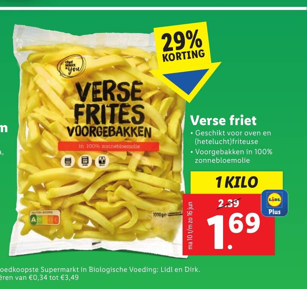 Verse friet 1 kilo aanbieding bij Lidl