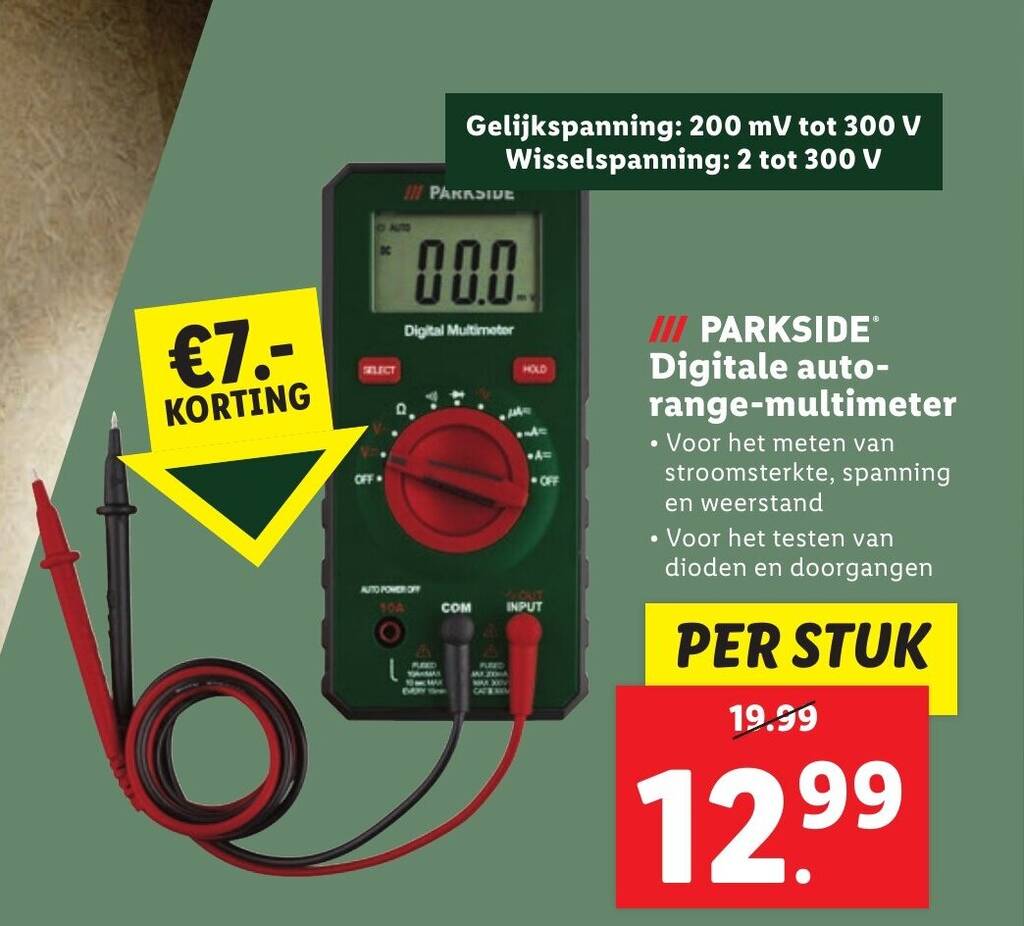 PARKSIDE Digitale auto range multimeter aanbieding bij Lidl