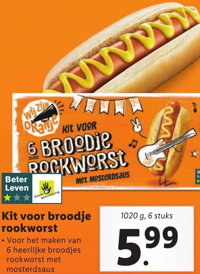 Kit voor broodje rookworst 1020g aanbieding bij Lidl