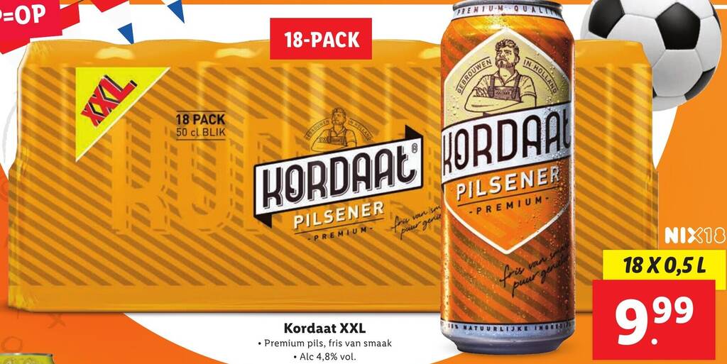 Kordaat XXL 18 x 0.5L aanbieding bij Lidl
