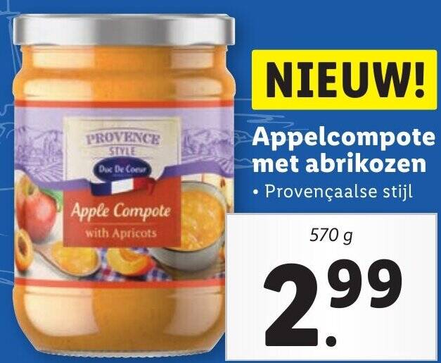 Appelcompote met abrikozen 570g aanbieding bij Lidl
