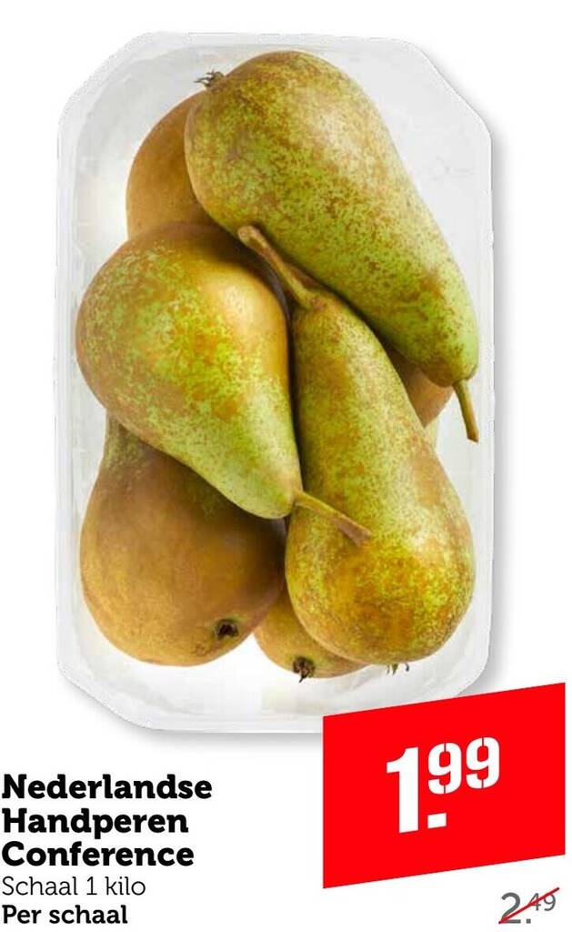 Nederlandse Handperen Conference 1 kilo aanbieding bij Coop