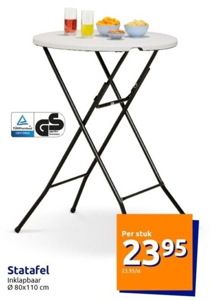 Statafel Inklapbaar Ø80x110 cm aanbieding bij Action