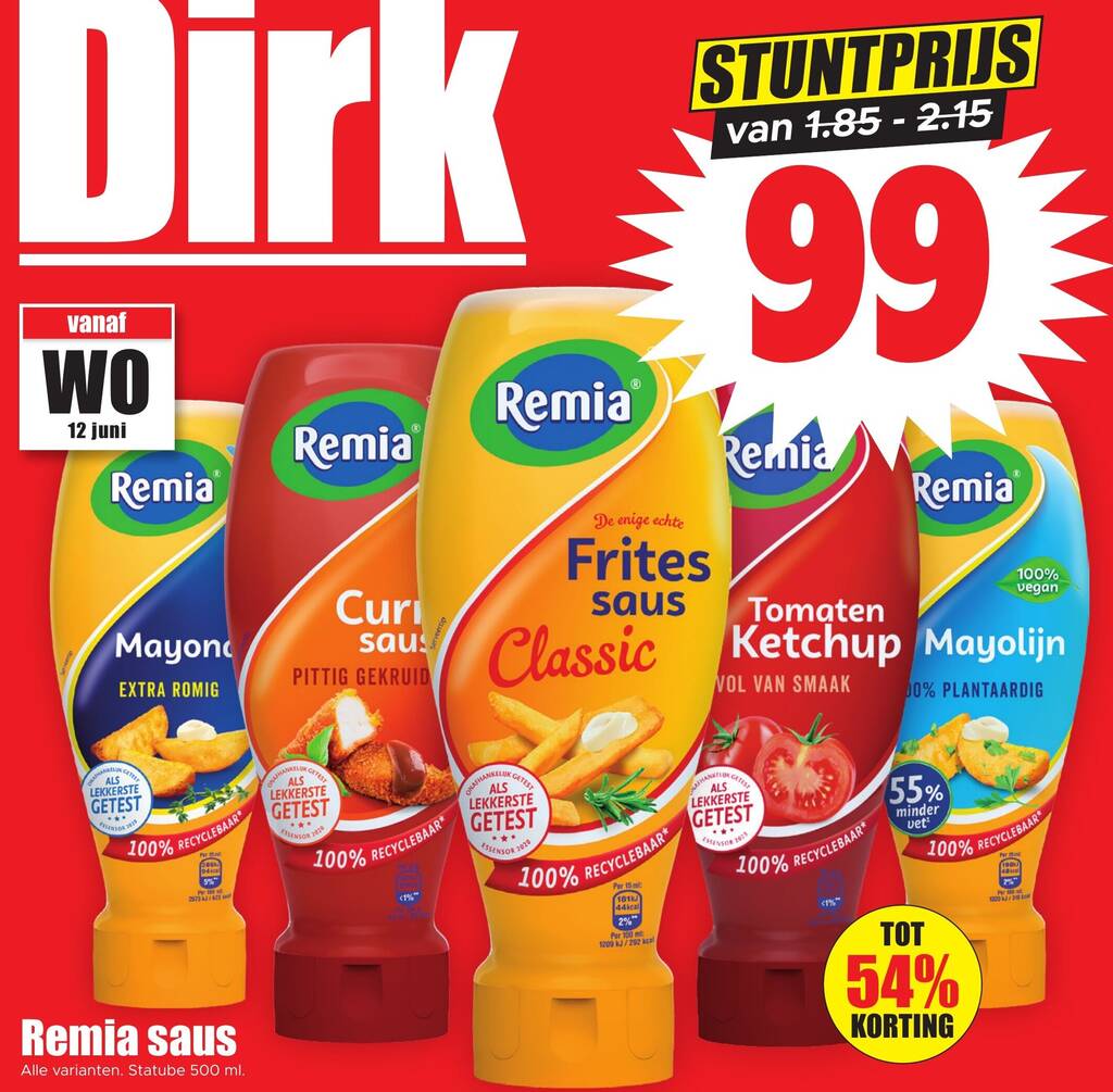 Remia saus 500ml aanbieding bij Dirk