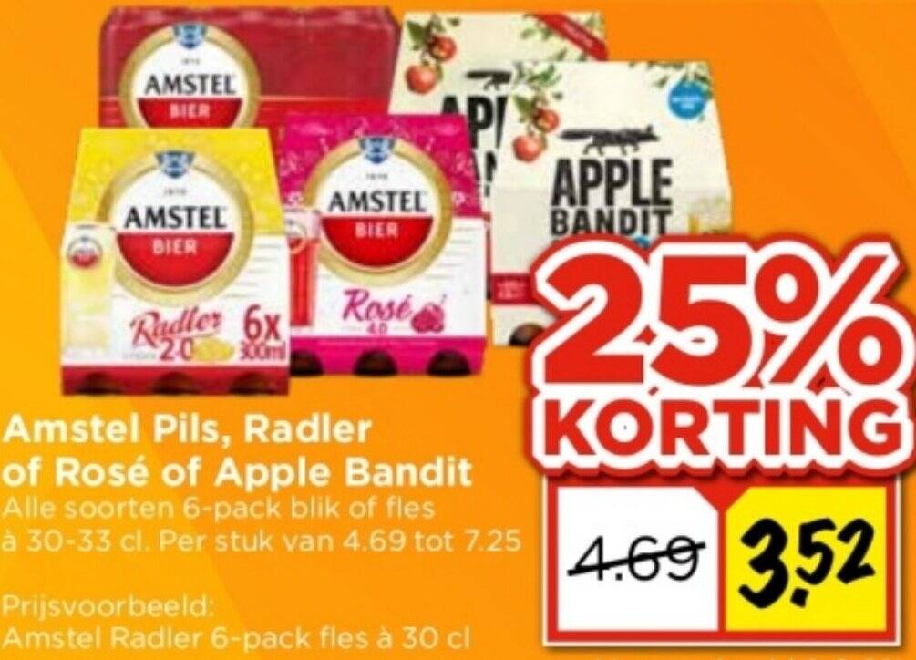 Amstel Pils, Radler of Rosé of Apple Bandit aanbieding bij Vomar ...