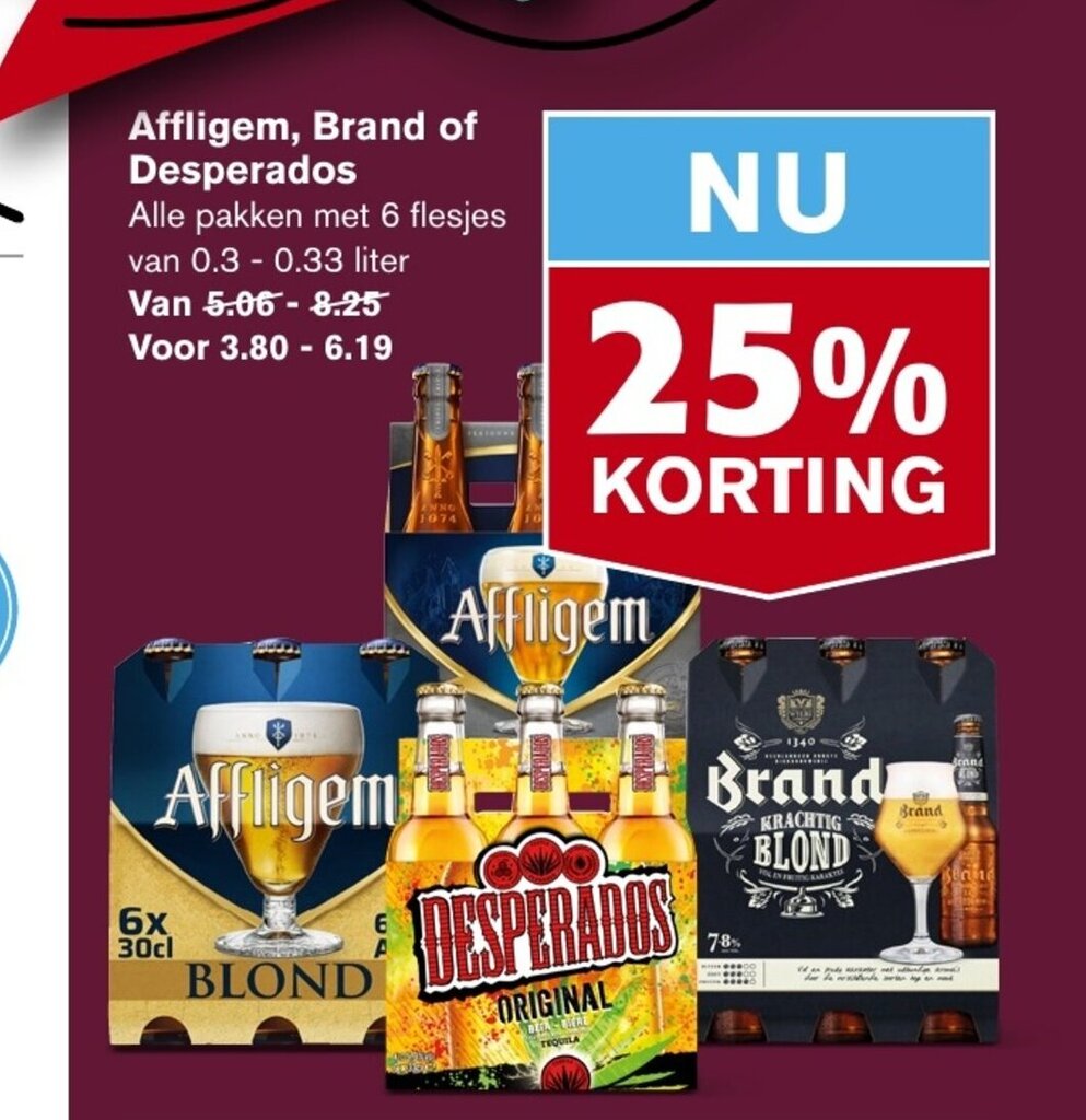Affligem, Brand of Desperados aanbieding bij Hoogvliet