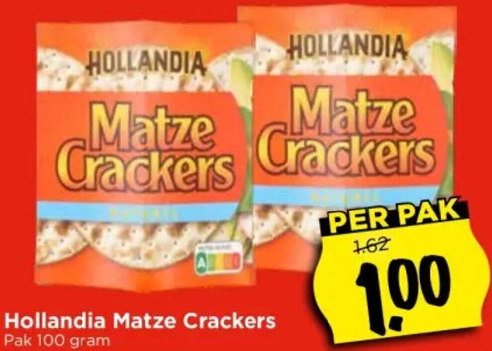 Hollandia Matze Crackers 100 gram aanbieding bij Vomar Voordeelmarkt