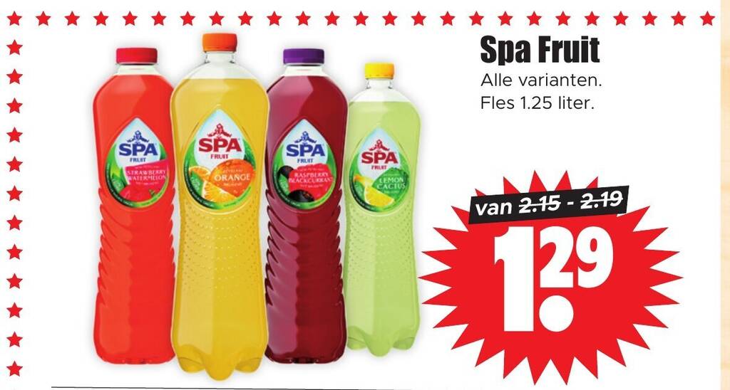 Spa Fruit 1.25 liter aanbieding bij Dirk