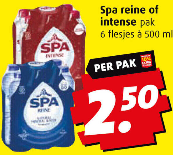 Spa reine of intense 6 x 500ml aanbieding bij Boni
