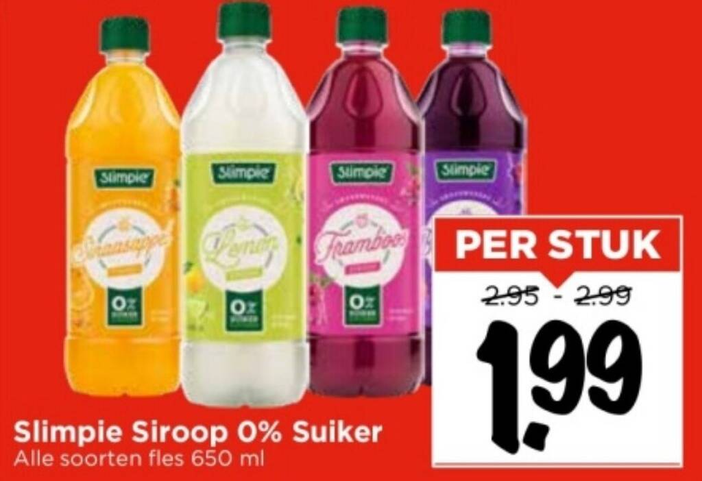 Slimpie Siroop 0% Suiker 650 ml aanbieding bij Vomar Voordeelmarkt