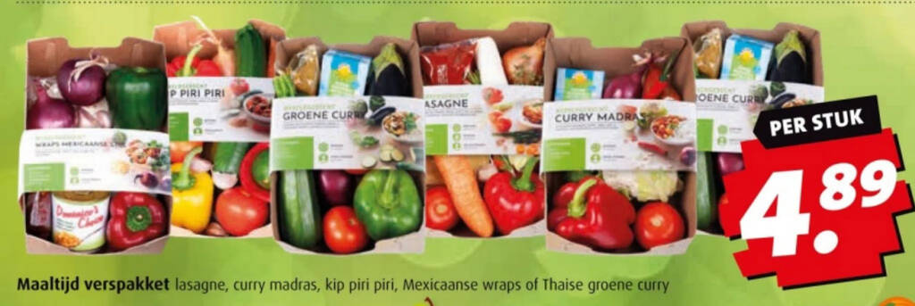 Maaltijd verspakket lasagne, curry madras, kip piri piri, Mexicaanse ...