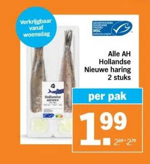 Alle AH Hollandse Nieuwe haring 2 stuks aanbieding bij Albert Heijn