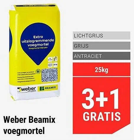 Weber Beamix voegmortel 3+1 GRATIS aanbieding bij Pontmeyer