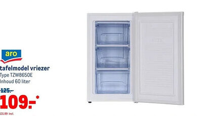 tafelmodel vriezer TZW8650E aanbieding bij Makro
