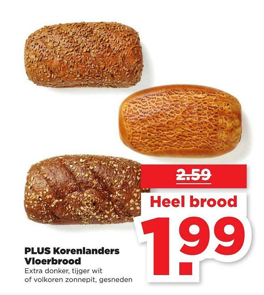 Plus Korenlanders Vloerbrood Extra Donker, Tijger Wit Of Volkoren ...