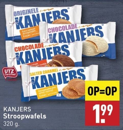 KANJERS Stroopwafels 320 g. aanbieding bij ALDI