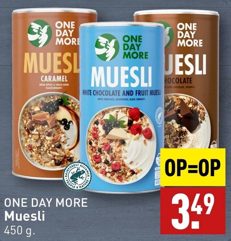 ONE DAY MORE Muesli 450g aanbieding bij ALDI
