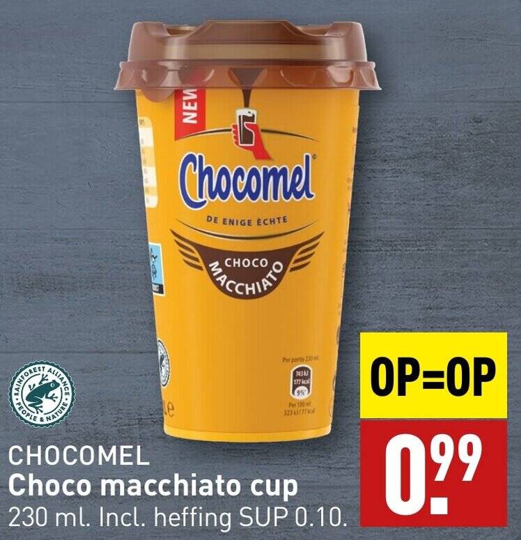 CHOCOMEL Choco macchiato cup 230ml aanbieding bij ALDI