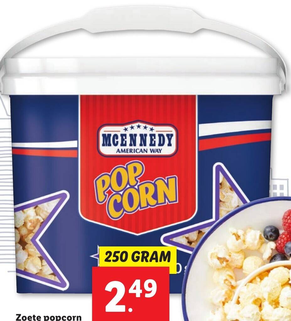 MCENNEDY Zoete popcorn 250g aanbieding bij Lidl