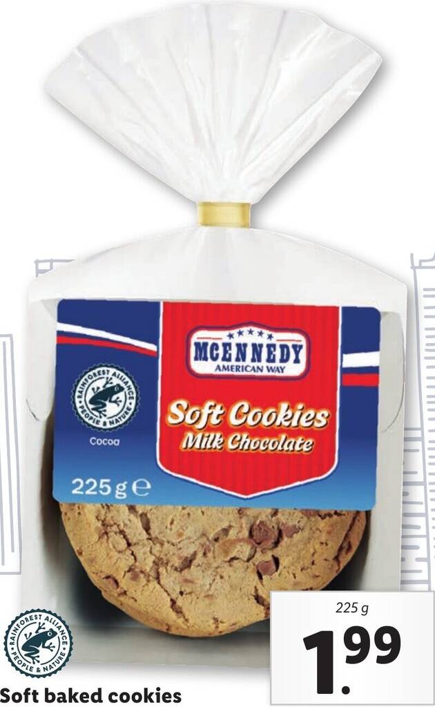MCENNEDY Soft baked cookies 225g aanbieding bij Lidl