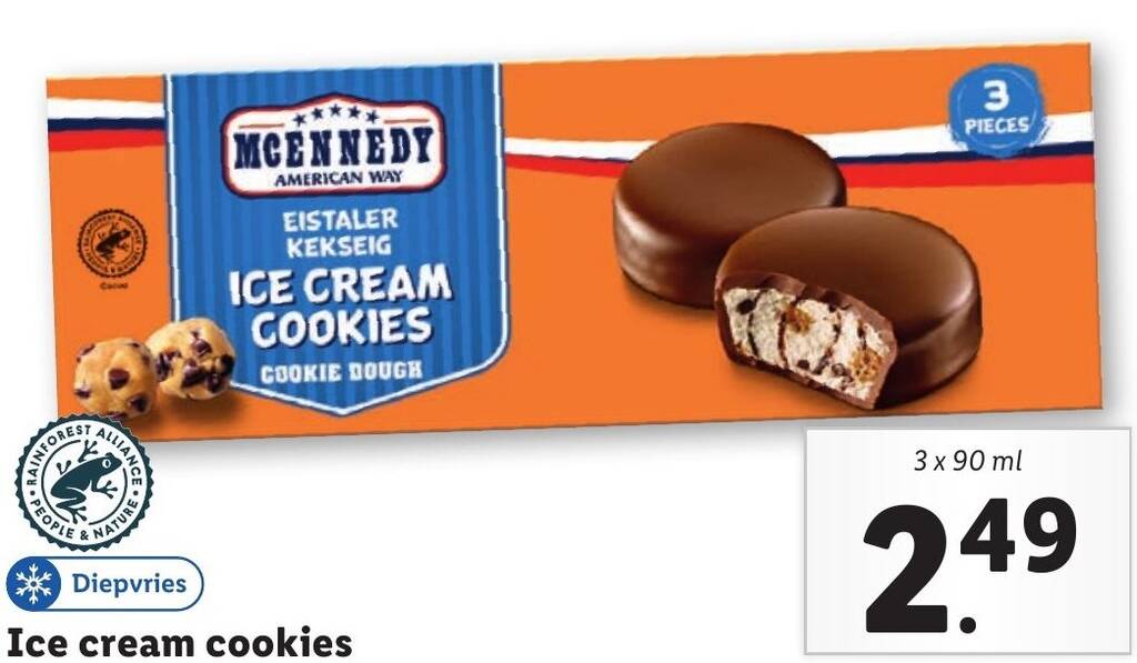 MCENNEDY Ice cream cookies 3 x 90 ml aanbieding bij Lidl