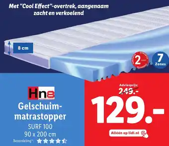 Hna Gelschuim Matrastopper SURF 100 90 x 200 cm aanbieding bij Lidl