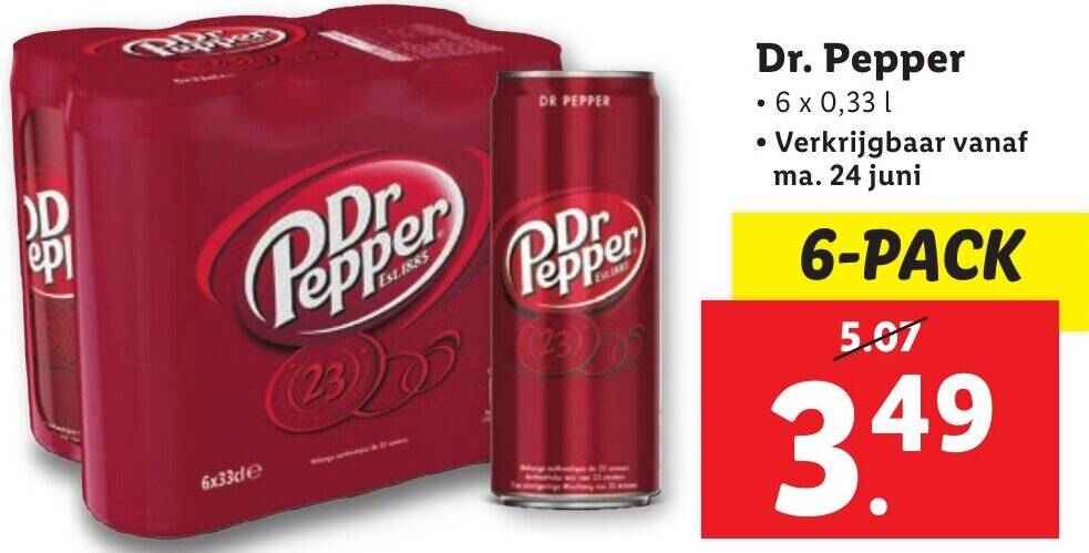 Dr. Pepper 6 x 0.33L aanbieding bij Lidl