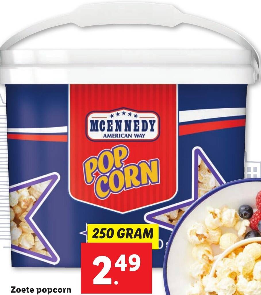 Zoete popcorn 250g aanbieding bij Lidl