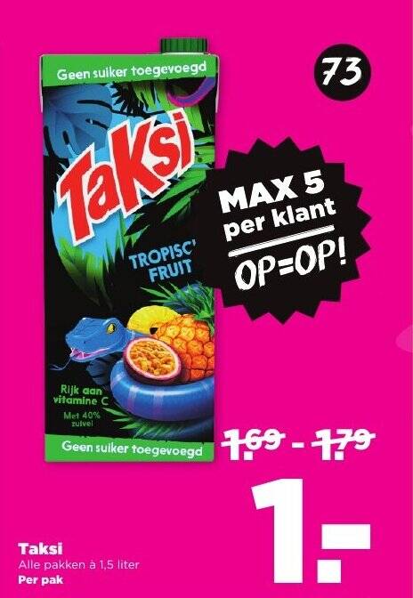 Taksi 1,5 liter aanbieding bij PLUS