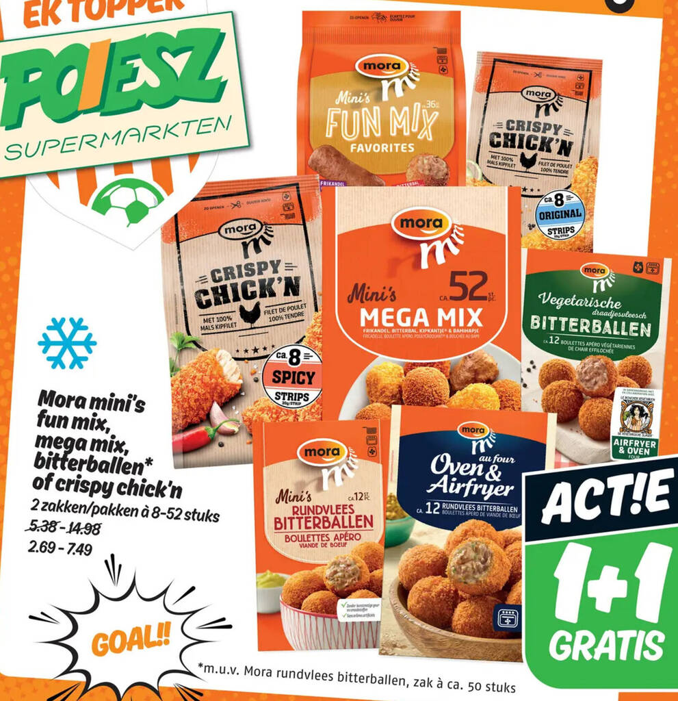 Mora mini's fun mix, mega mix, bitterballen of crispy chick'n ...