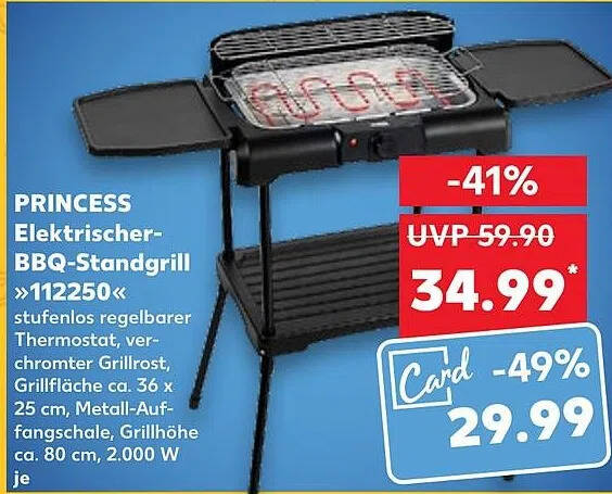 PRINCESS Elektrischer- BBQ-Standgrill >>112250 aanbieding bij Kaufland DE