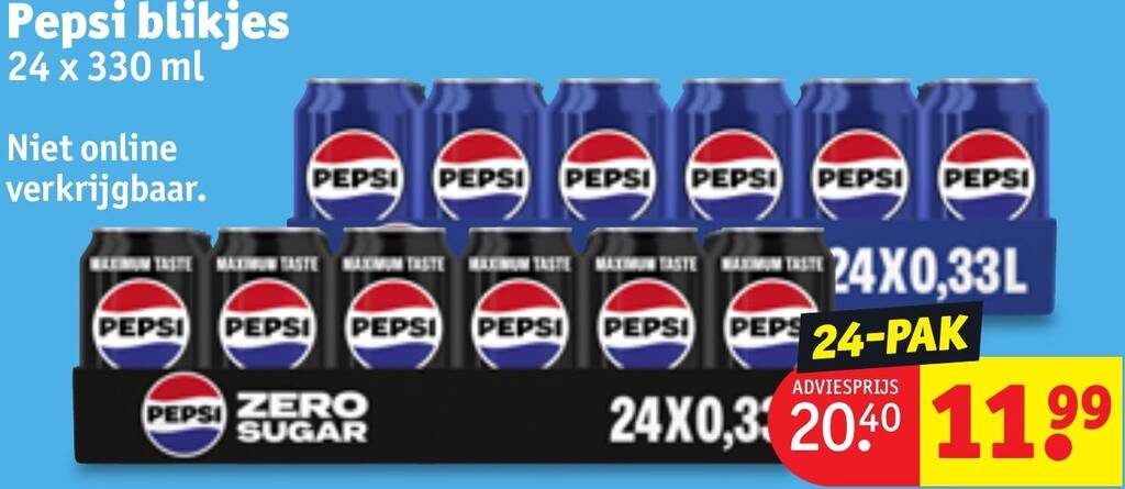 Pepsi blikjes 24 x 330ml aanbieding bij Kruidvat