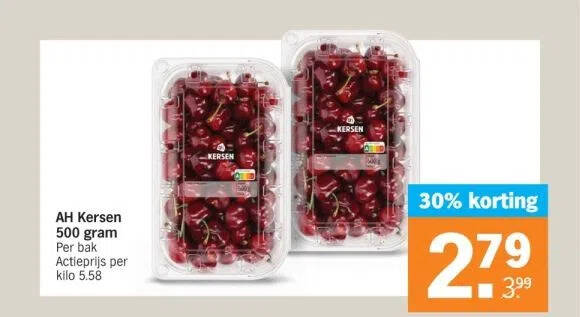 AH Kersen 500 gram aanbieding bij Albert Heijn