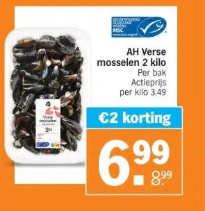 AH Verse mosselen 2 kilo aanbieding bij Albert Heijn