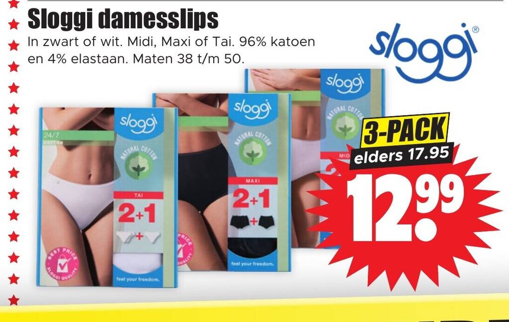 Sloggi damesslips 3-PACK aanbieding bij Dirk