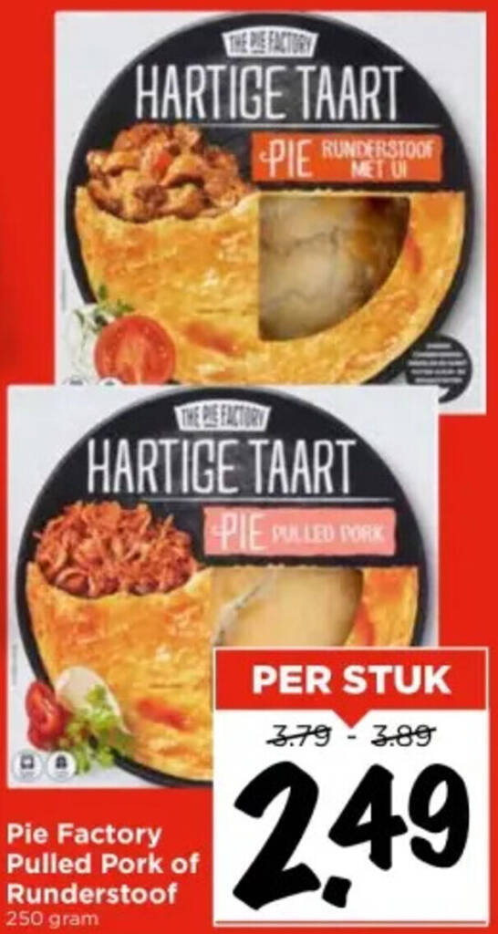 Pie Factory Pulled Pork of Runderstoof 250 gram aanbieding bij Vomar ...
