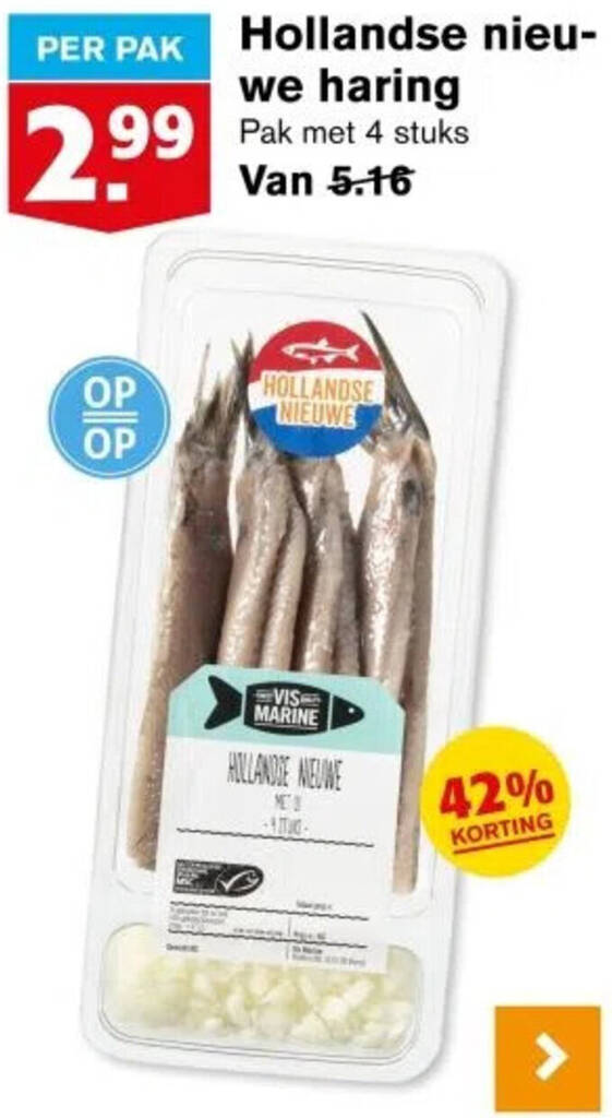 Hollandse nieuwe haring aanbieding bij Hoogvliet