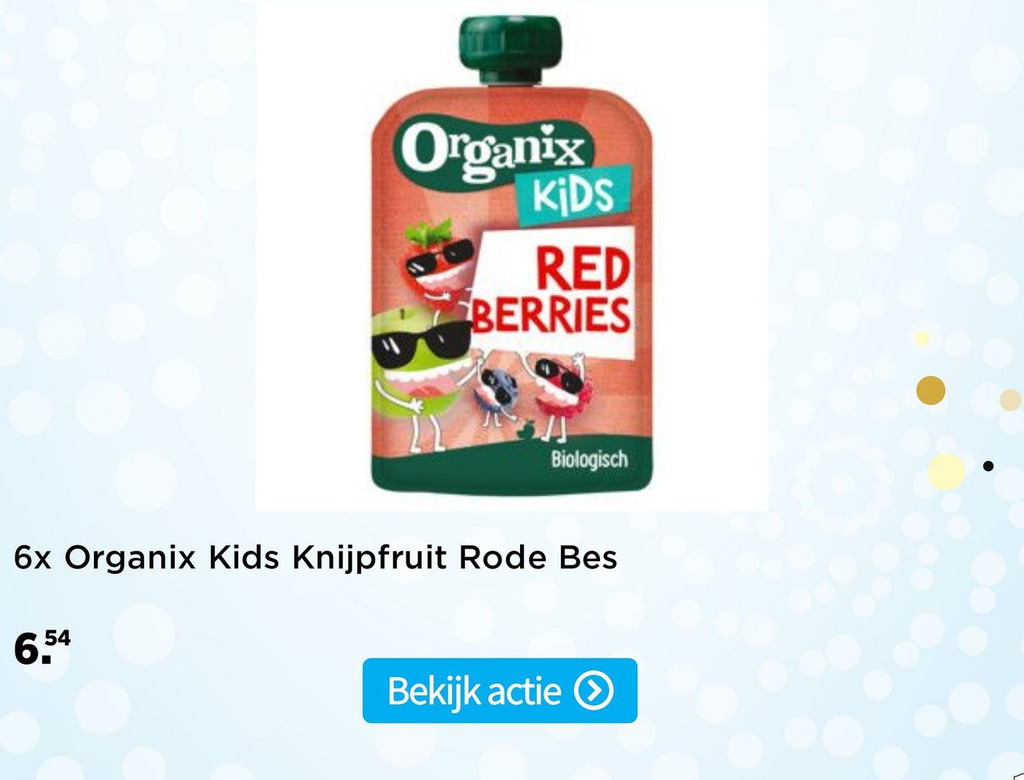 6x Organix Kids Knijpfruit Rode Bes aanbieding bij Plein.nl