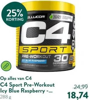 C4 Sport Pre-Workout Icy Blue Raspberry - 288g aanbieding bij Holland ...