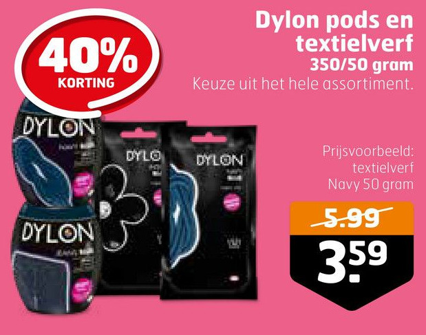 Dylon pods en textielverf aanbieding bij Trekpleister