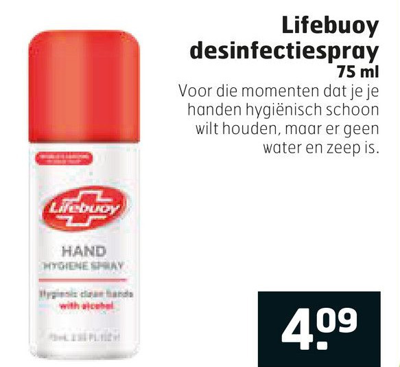 Lifebuoy desinfectiespray aanbieding bij Trekpleister