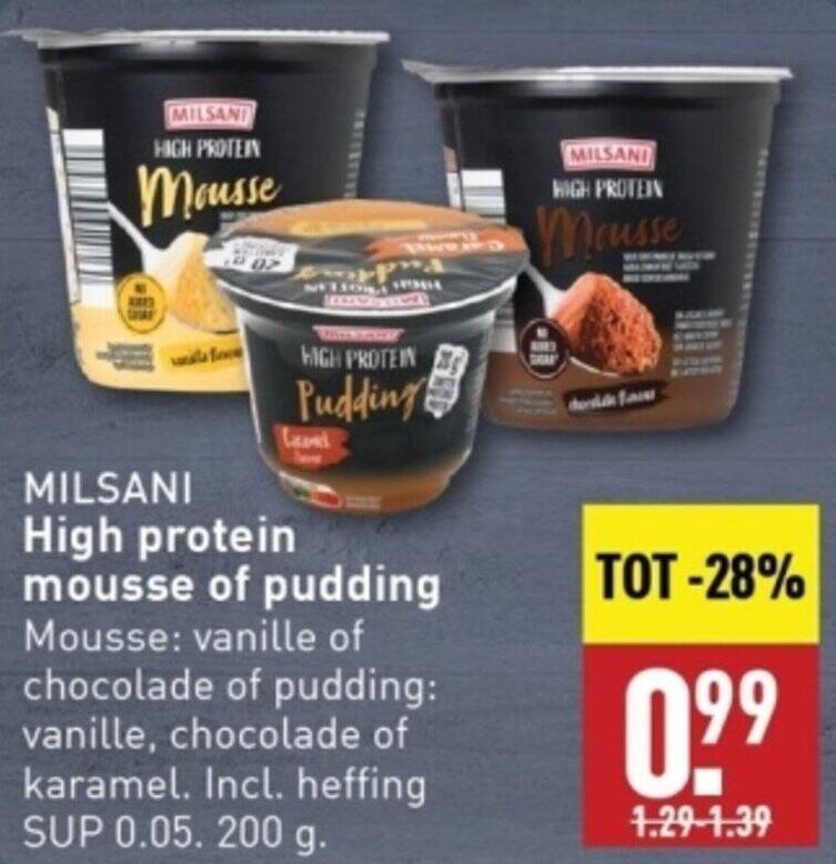 MILSANI High protein mousse of pudding 200g aanbieding bij ALDI