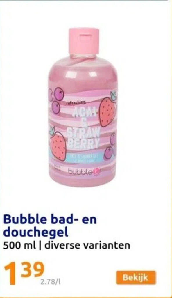 Bubble bad en douchegel 500 ml aanbieding bij Action
