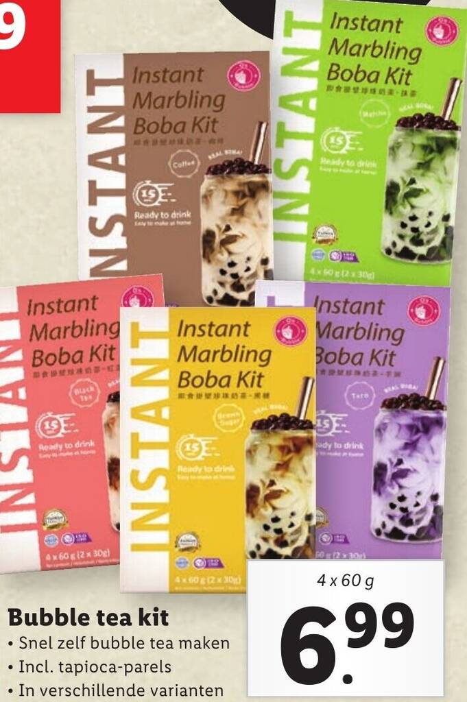 Bubble tea kit 4 x 60g aanbieding bij Lidl