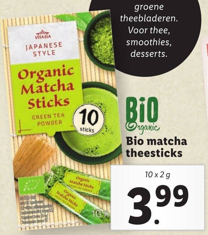 Bio matcha theesticks 10x2g aanbieding bij Lidl
