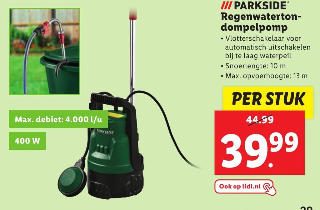 PARKSIDE Regenwater Dompelpomp aanbieding bij Lidl