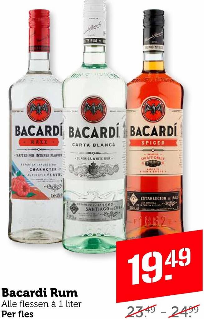 Bacardi Rum 1 liter aanbieding bij Coop