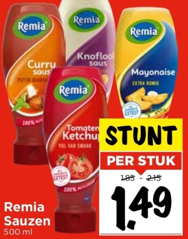 Remia Sauzen 500ml aanbieding bij Vomar Voordeelmarkt
